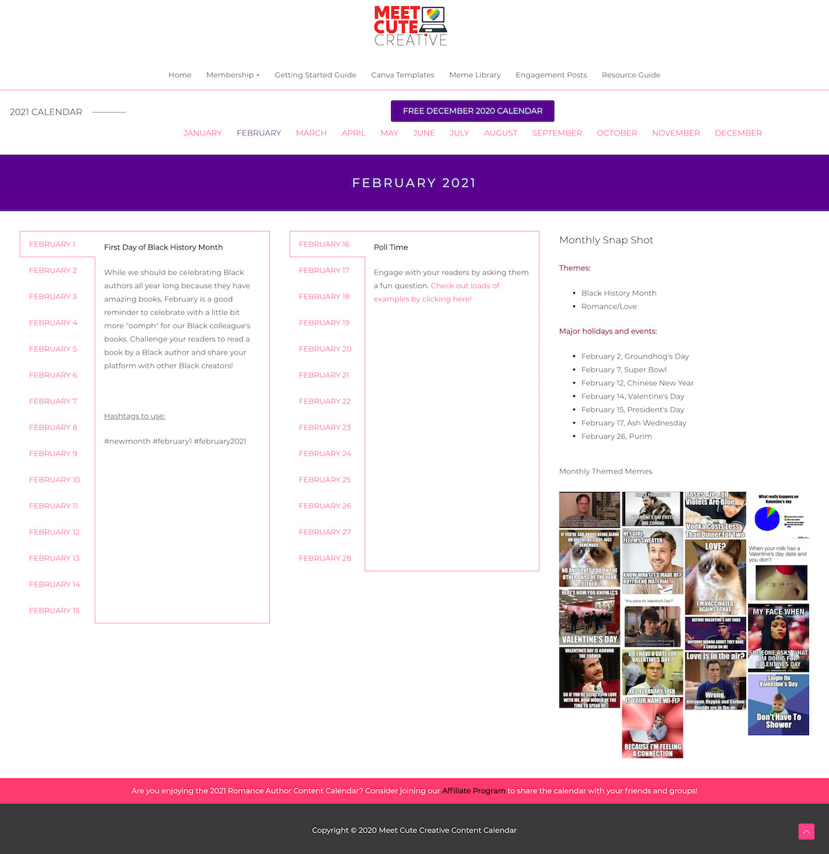 Referral Resources – Meet Cute Creative Content Calendar